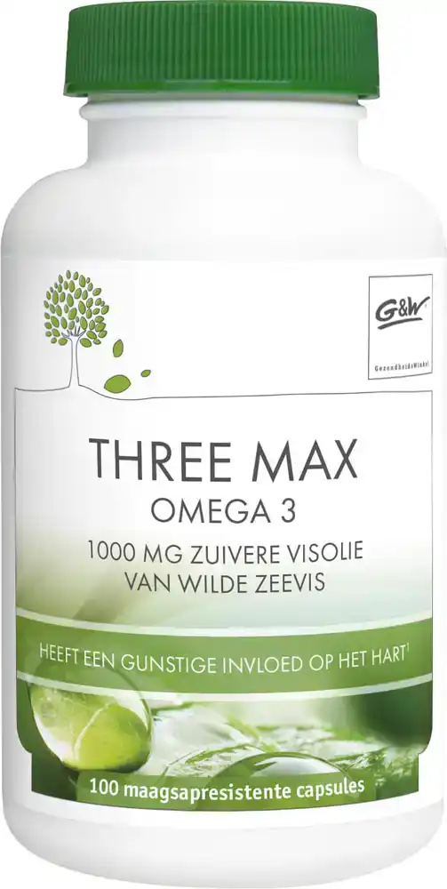 G&W Three Max Omega 3 1000 mg Zuivere Visolie 100CP - Gezondheidswinkel